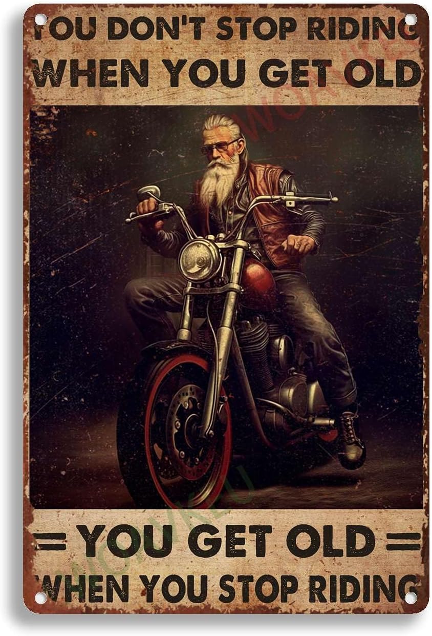 Amazon.com: EMOHAT Vintage Motorcycle Metal Signs You Don’t Stop Riding ...