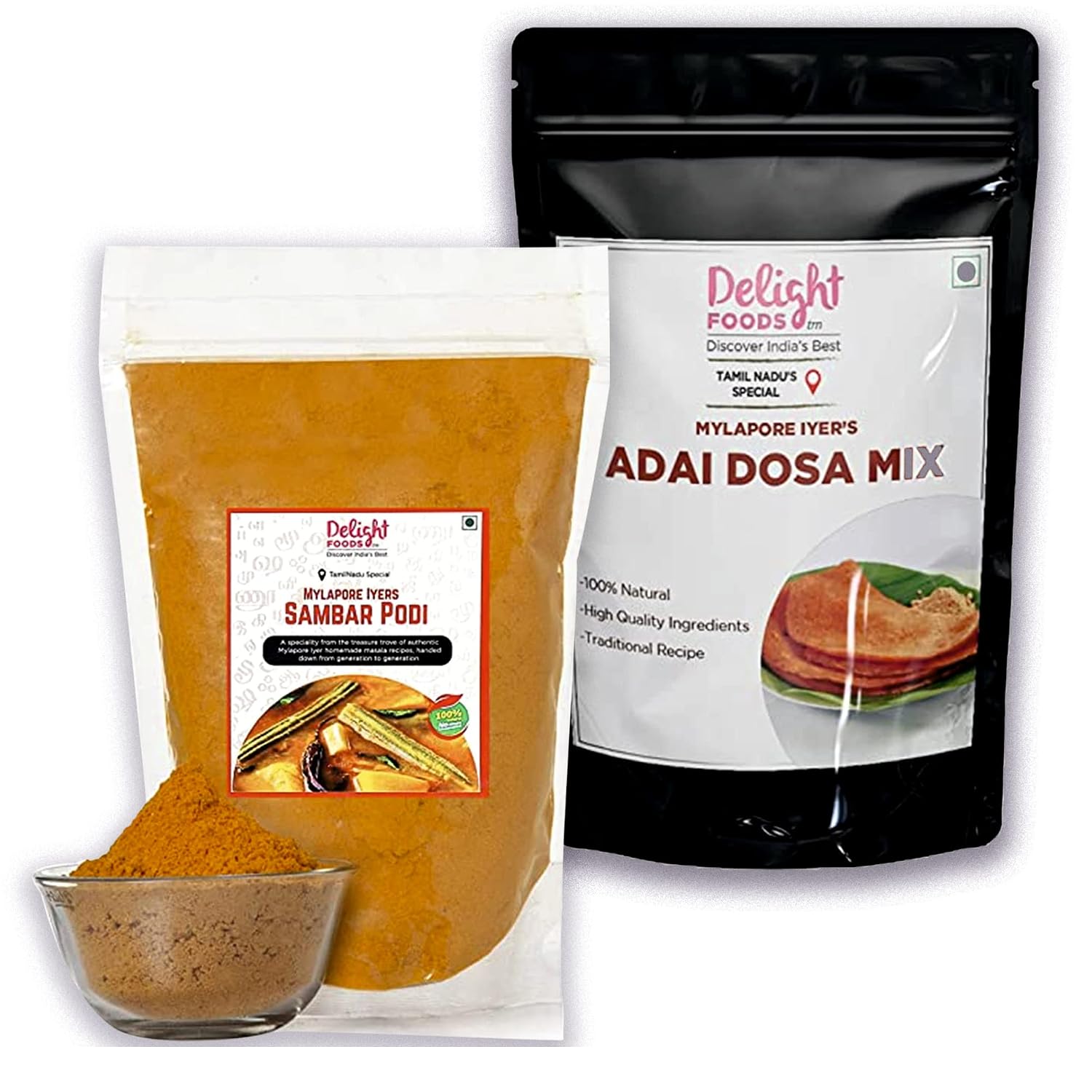 Delight Foods Mylapore Adai Dosa with Authentic Sambar Podi Ready Mix ...