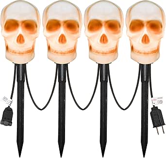 C7 Outdoor Skull Shaped Pathway String Lights - 4 3D Skeleton Lights ...