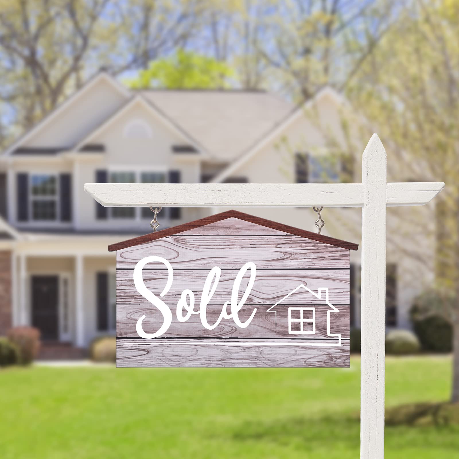 Snapklik.com : 2 Pieces Real Estate Sold Sign Key House Shaped Sign 16. ...