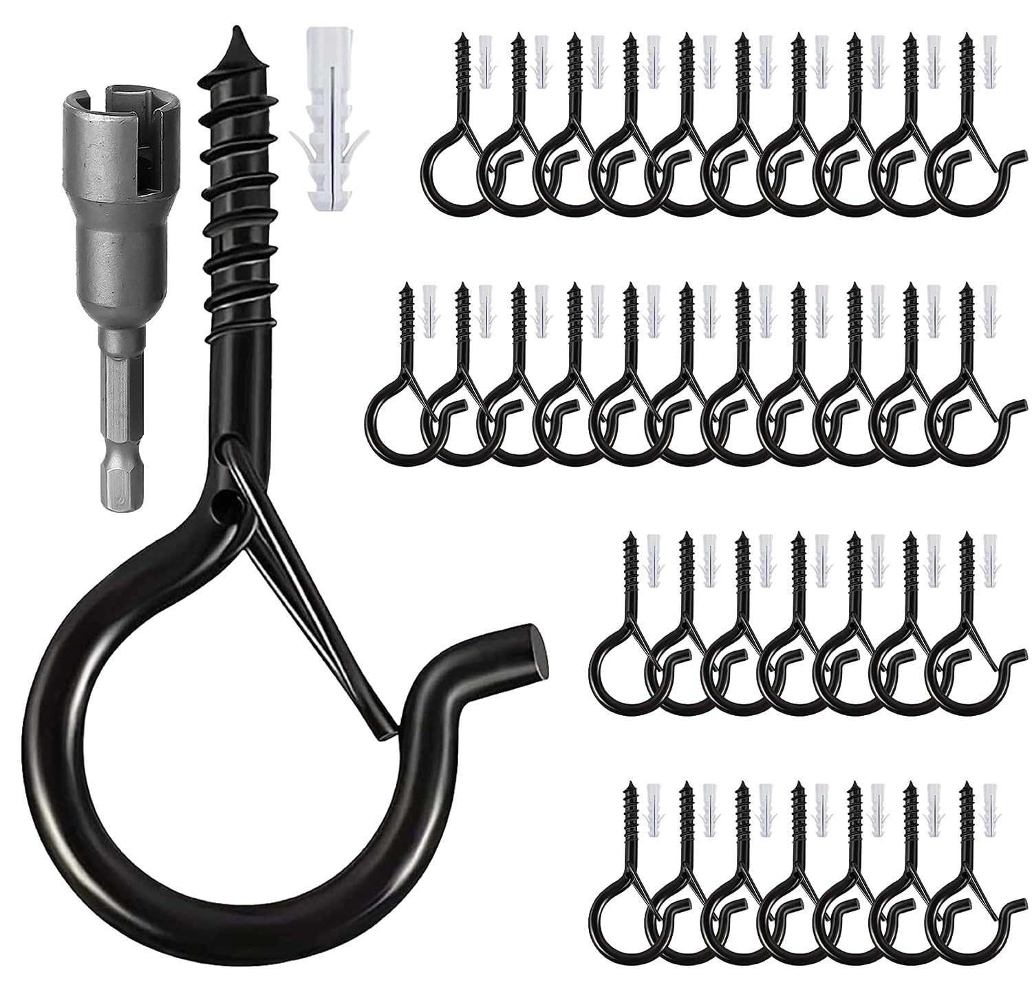 Amazon.com: Etoolia 36 Pcs Q Hanger Hooks with Safety Buckle & Drill ...