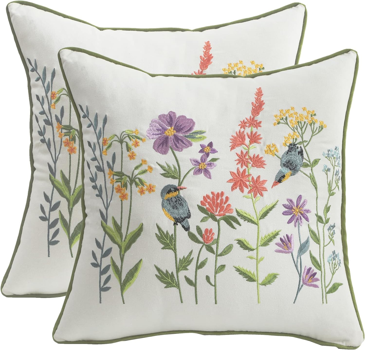 Amazon.com: Fab Day Embroidered Pillow Covers Square Home Decor Cushion ...