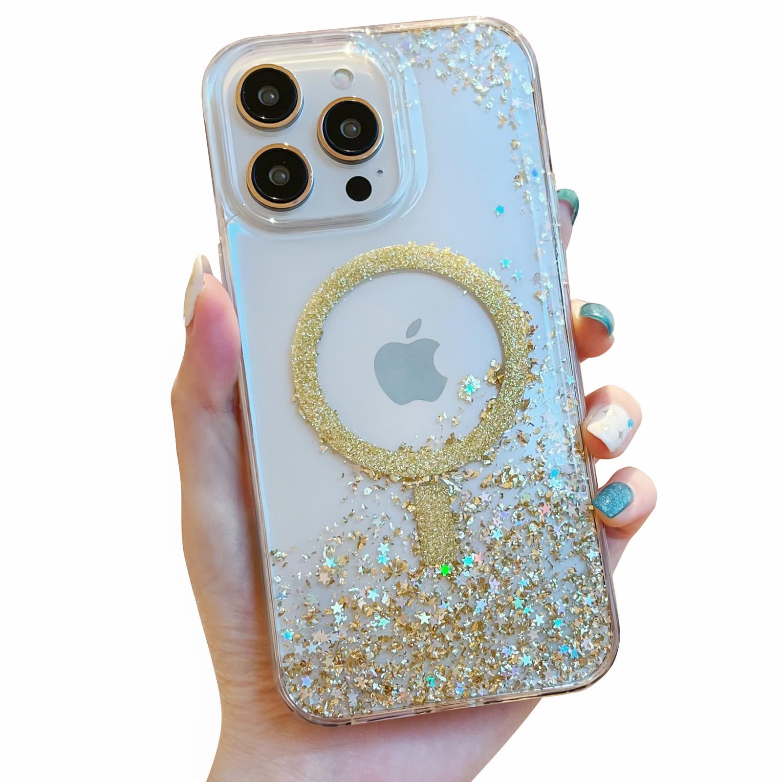Amazon.com: ASONCE Cute Glitter for iPhone 14 Pro Max Case [Compatible with MagSafe] Magnetic ...