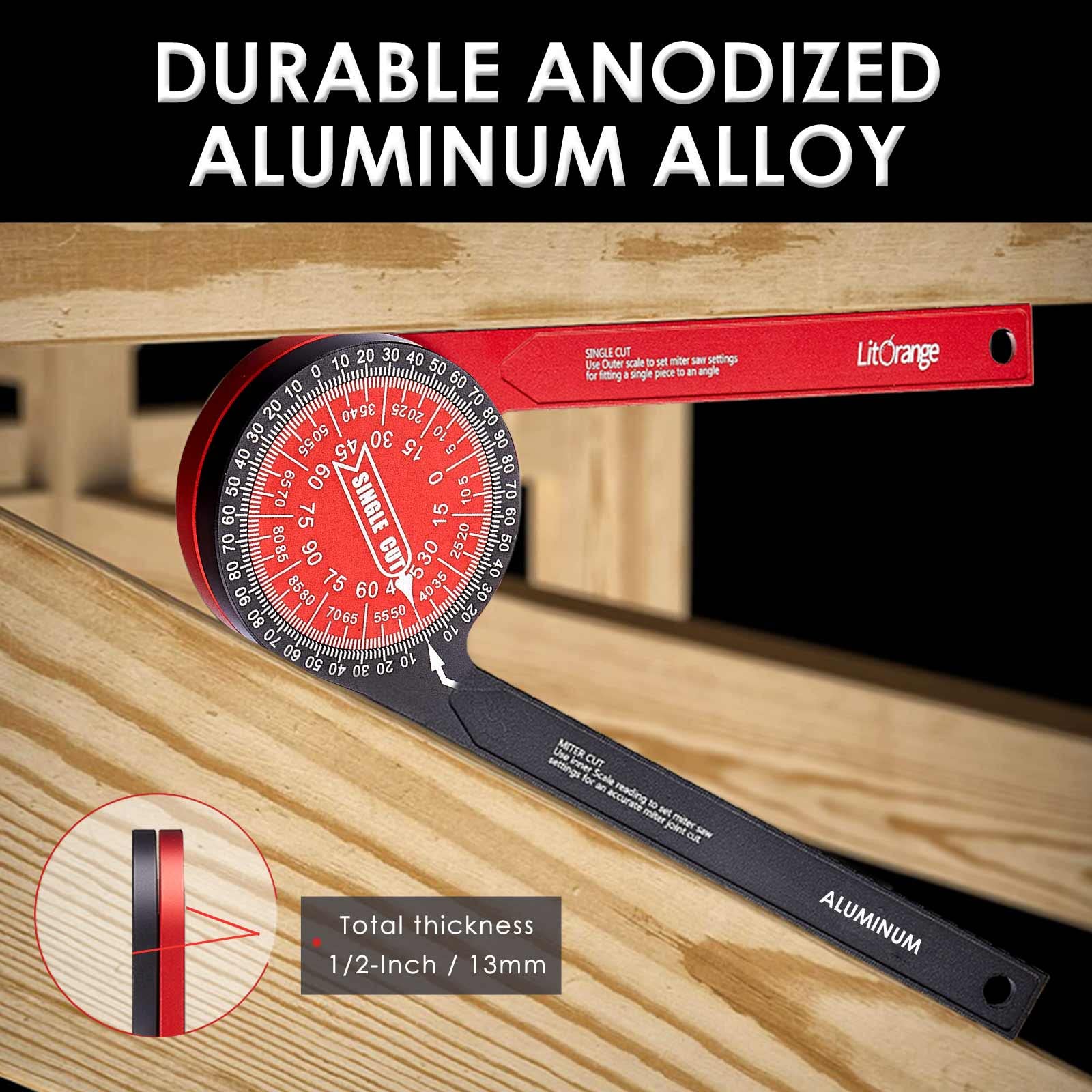 Snapklik.com : Litorange Aluminum Miter Saw Protractor Plus 8.7-Inch ...