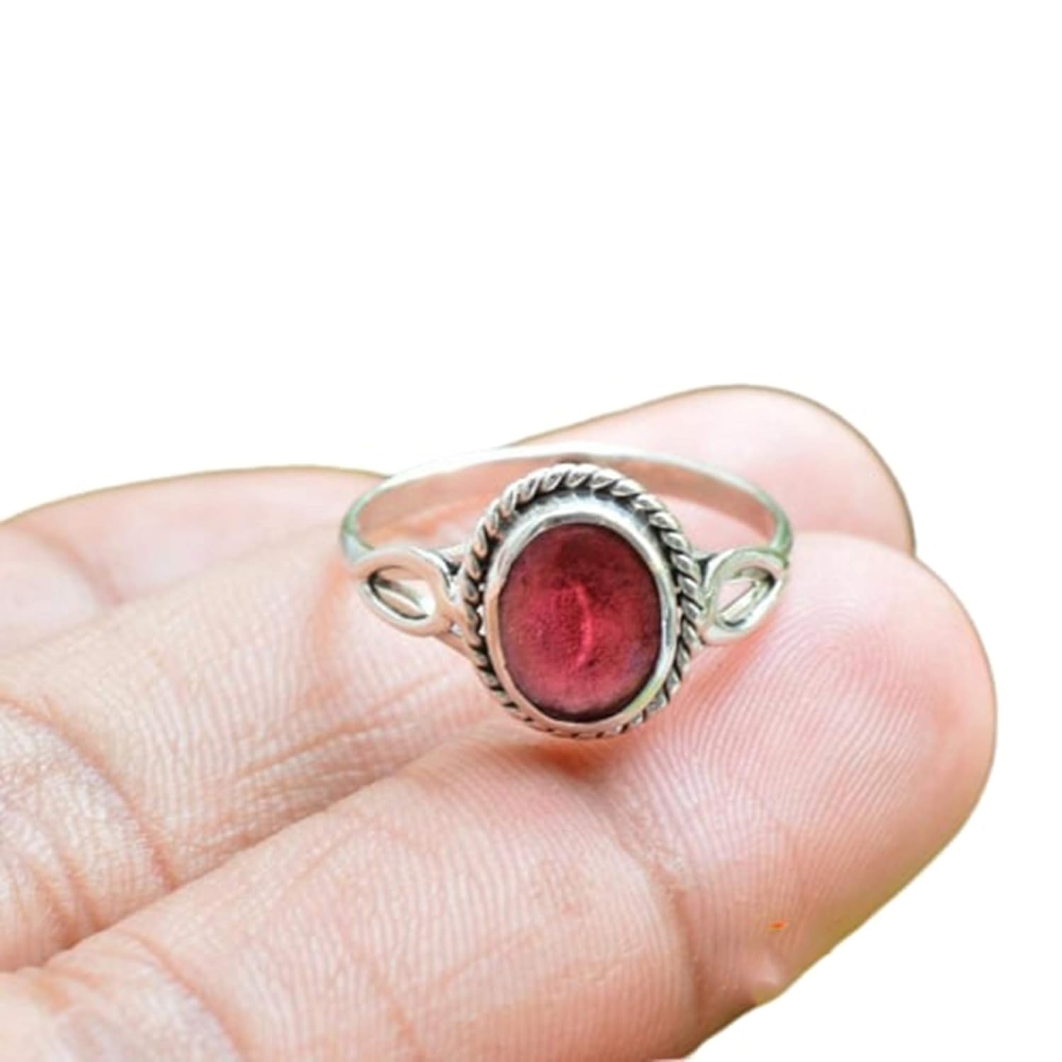 Amazon.com: Ruby Corundum Ring, Solid 925 Sterling Silver Ring, Pink ...