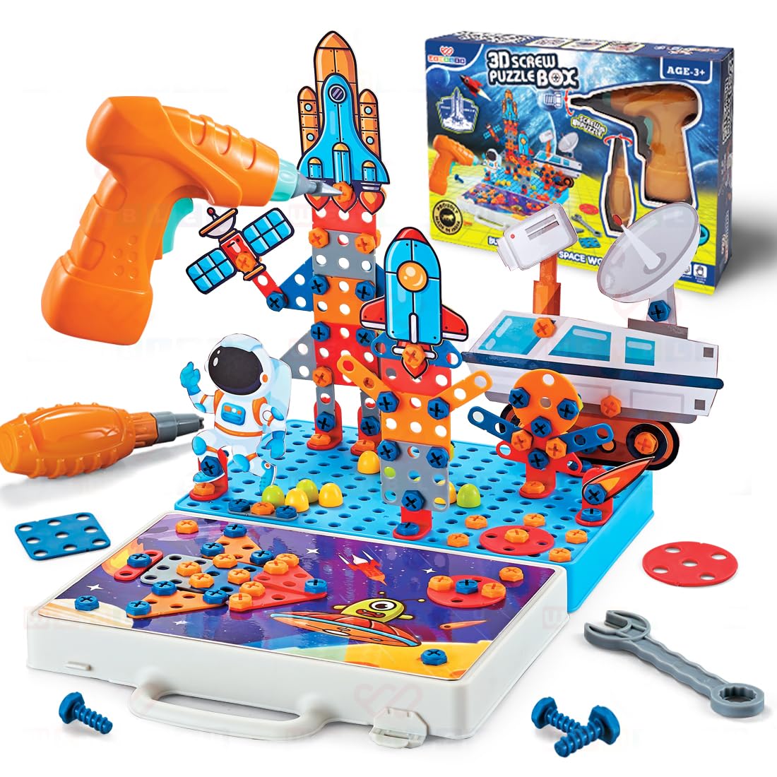 Wembley 4 in 1 Toy Drill Screw Tool Set for Kids 3 4 5 6 7+ 3D Puzzle ...