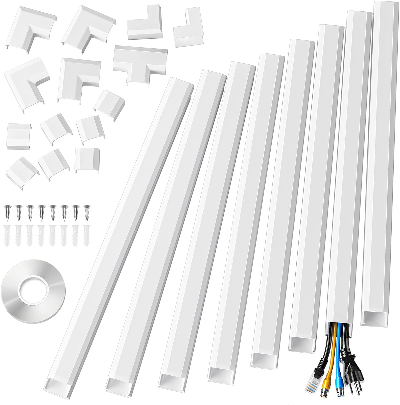 Yecaye 8 Pack Cable Concealer, 125 in Large Size TV Cable Cord Hider ...