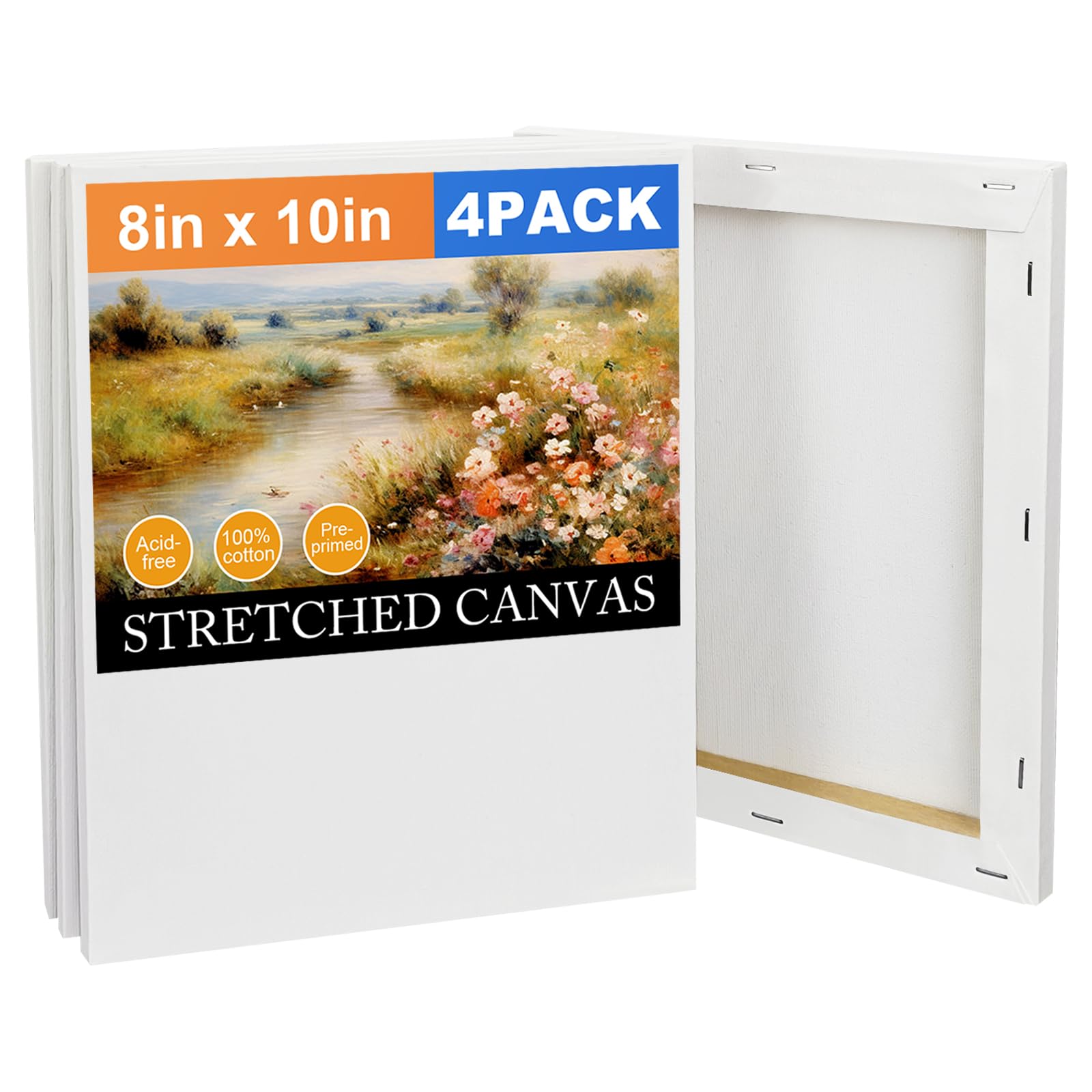Amazon.com: 4 Pack Stretched Canvas Boards for Painting 8x10 Inch ...