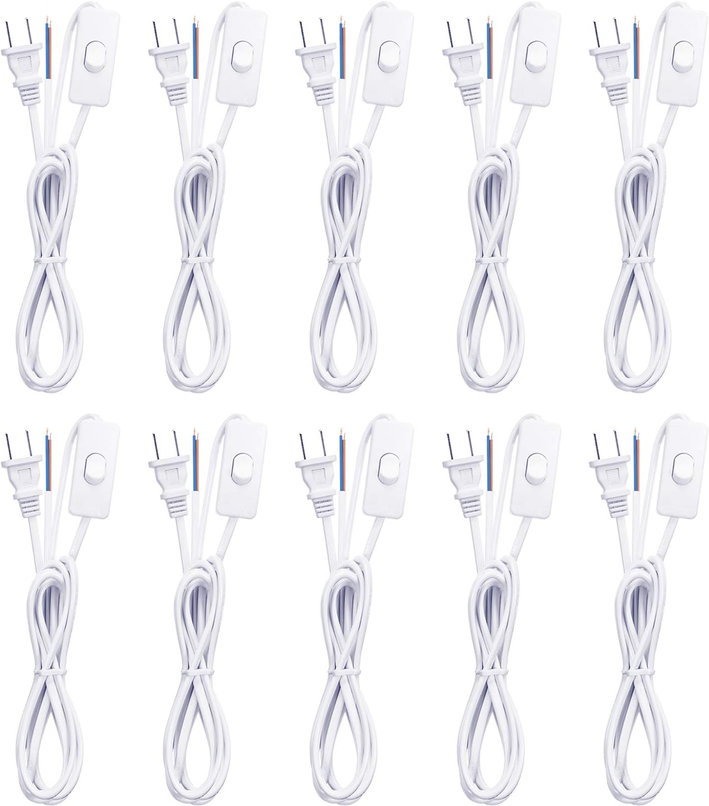 Pelopy 10 Packs Lamp Cord with Plug and Switch Light Cord Set 6 Feet ...
