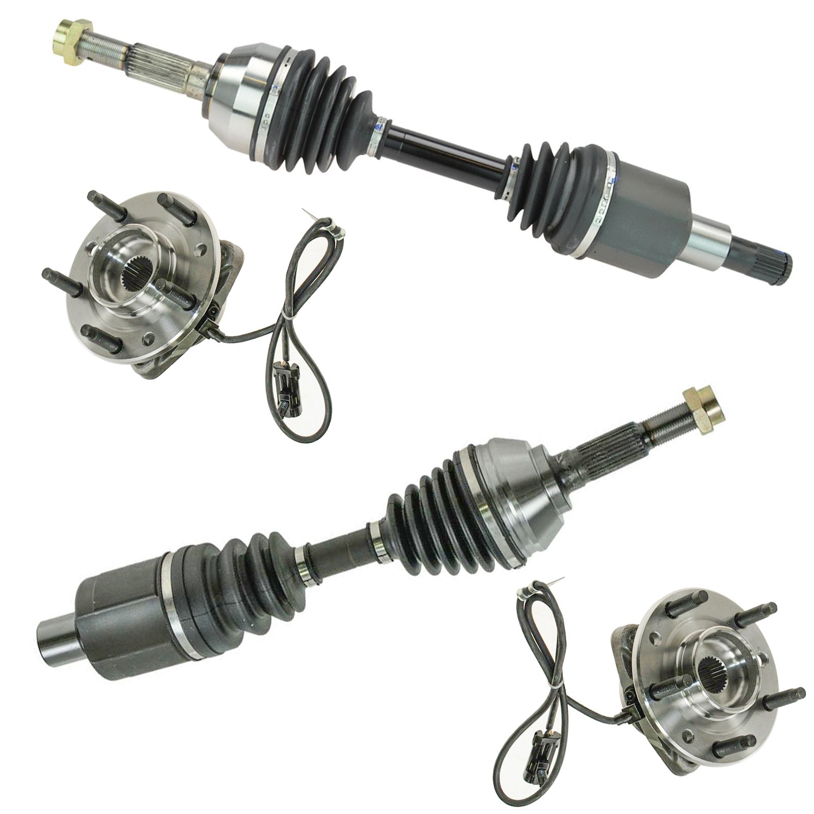 TRQ Front CV Axle Shafts & Wheel Hub Bearing Assemblies Set of 4 ...