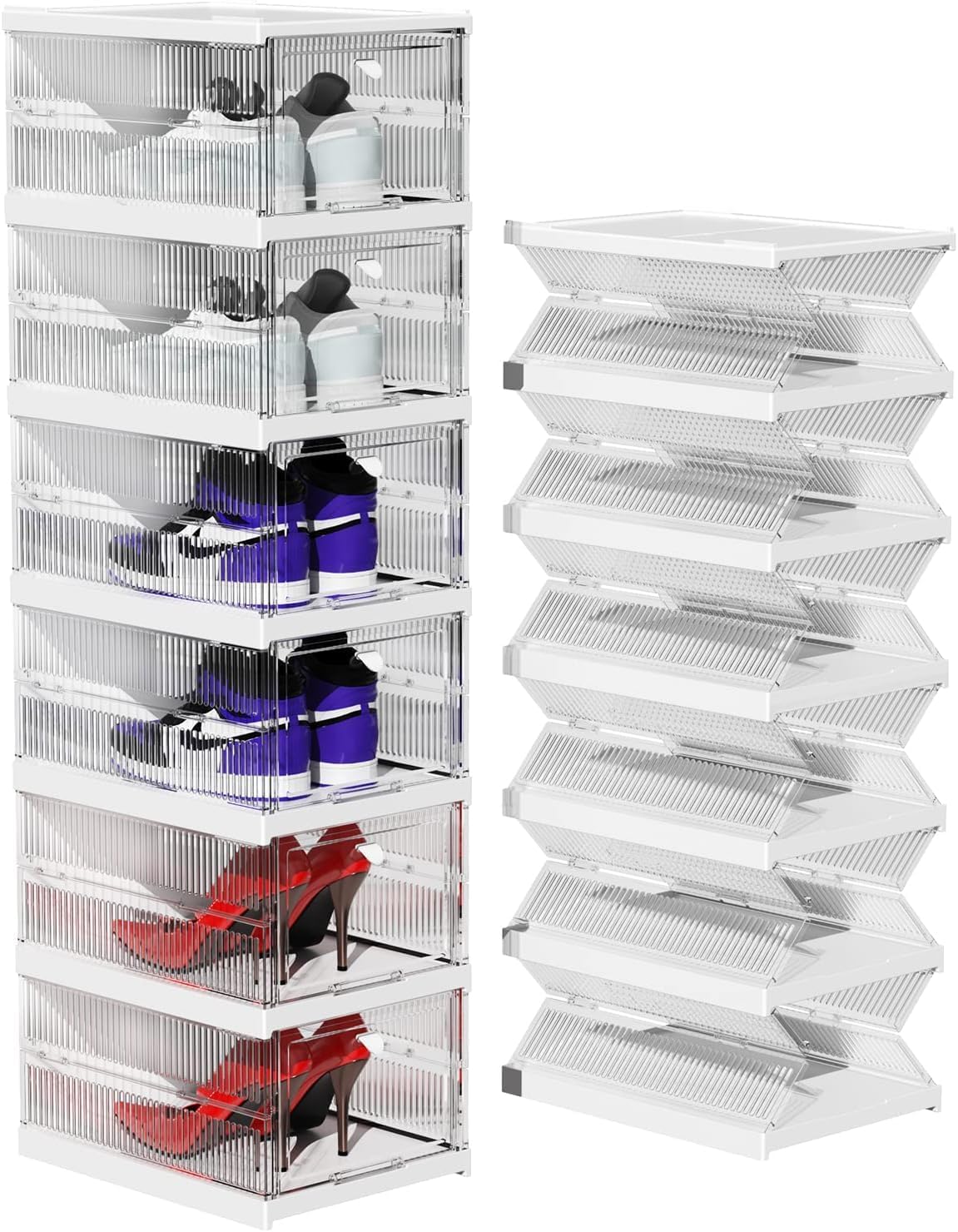 Amazon.com: TIDYAVE Shoe Boxes Clear Plastic Stackable, Shoe Storage ...