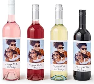 Amazon.com | Big Dot of Happiness Custom Photo Wine Bottle Labels, Personalized Wine Bottle ...