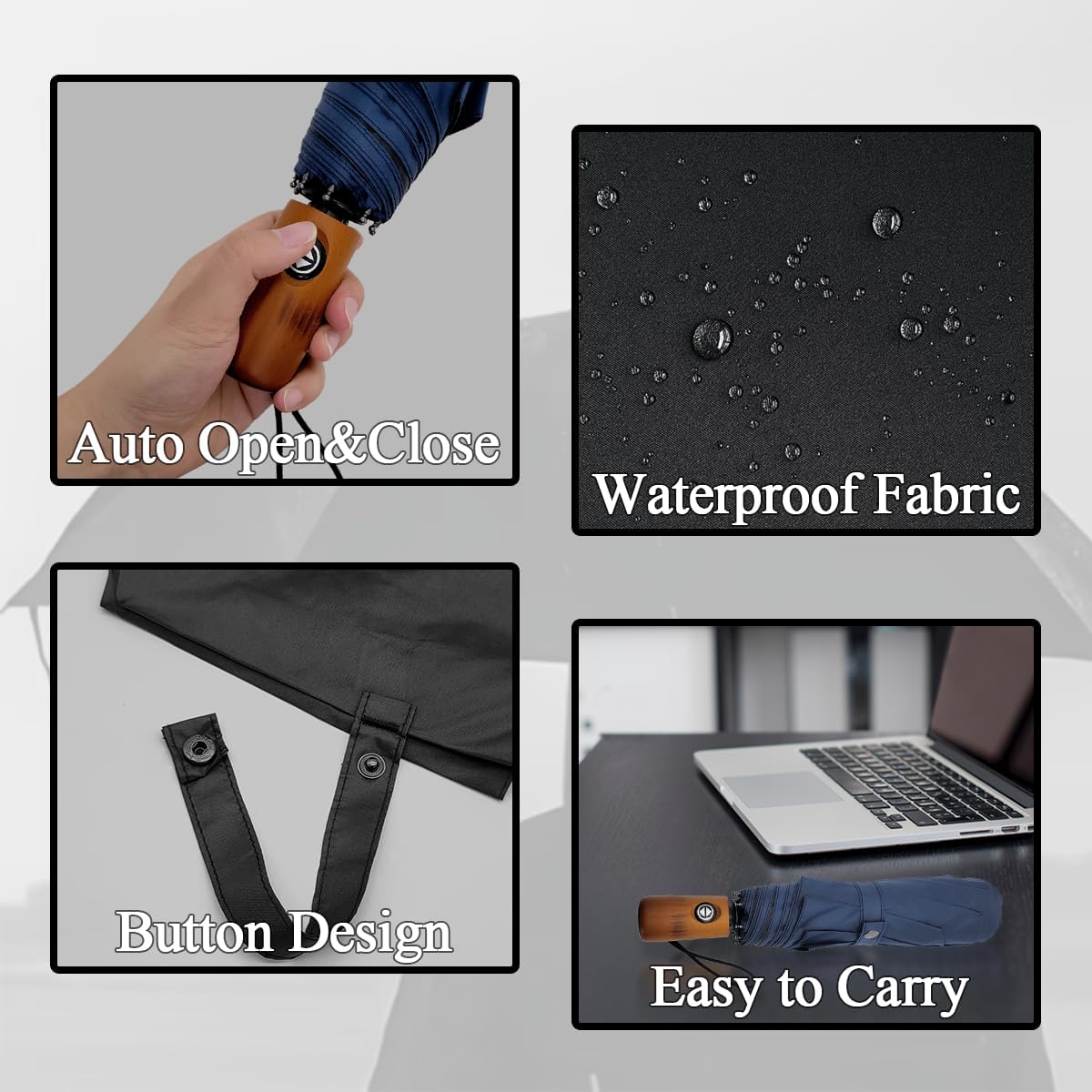 Automatic Umbrella Windproof Lightweight Strong Compact UV Protection ...