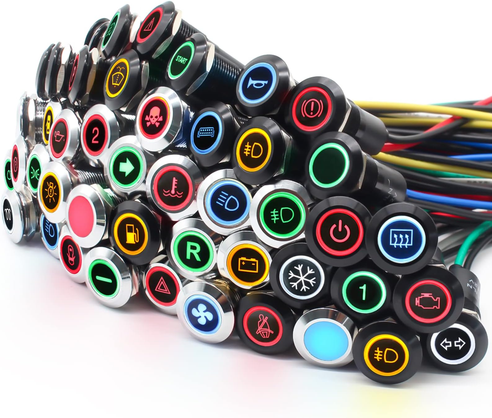 Amazon.com: FILN LED Indicator Light 12MM Metal Indicator Dash with ...