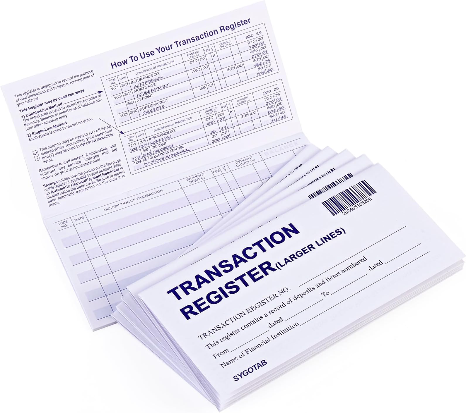 Amazon.com: 6PCS Larger Lines Check registers for Personal Checkbook ...