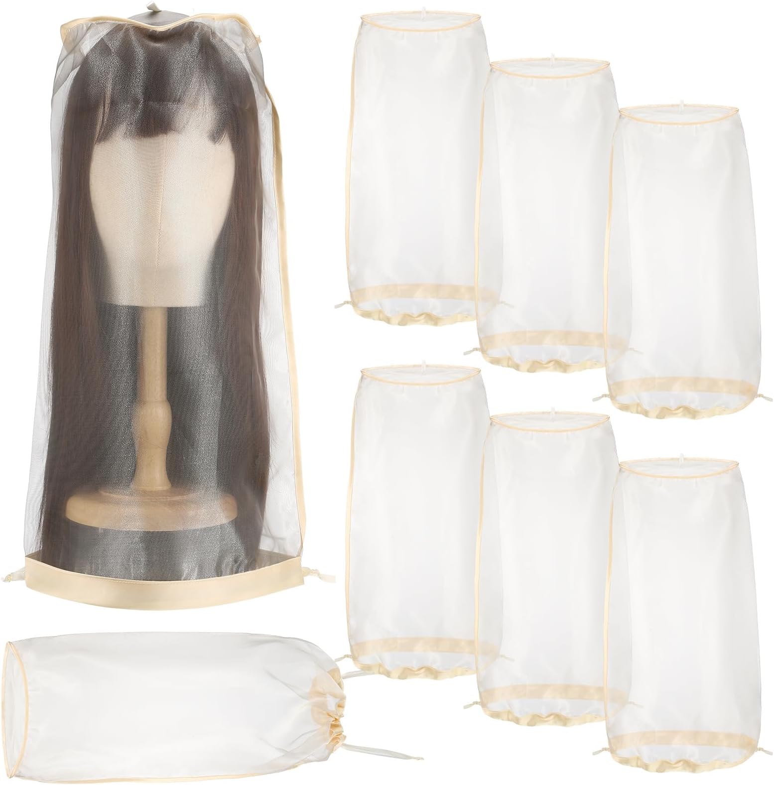 Amazon.com: Loopeer 6 Pcs Wig Storage Bags Adjustable Wig Bag with ...