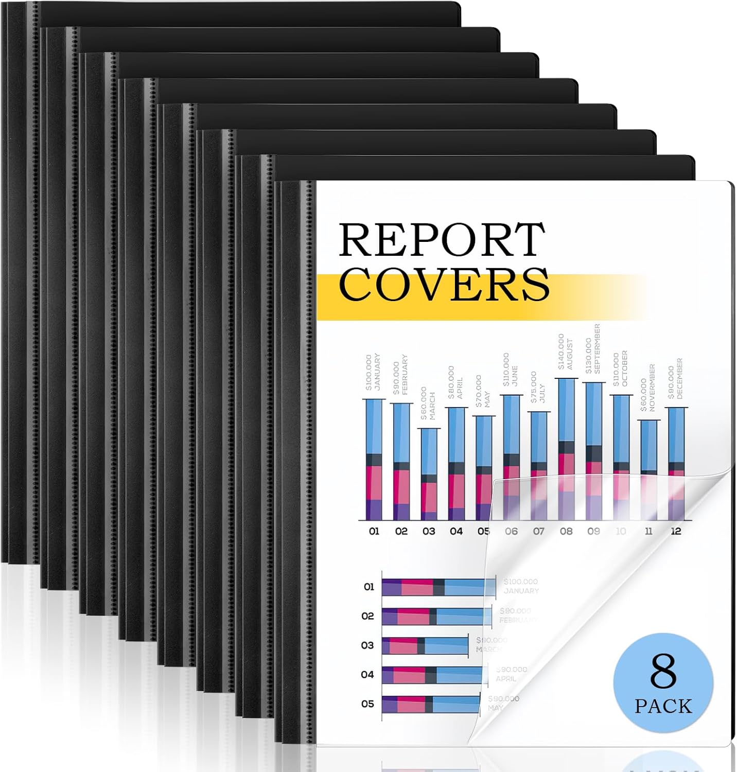 Amazon.com : 8 Pack Report Covers, COIDEA Report Covers with 3-Prong ...