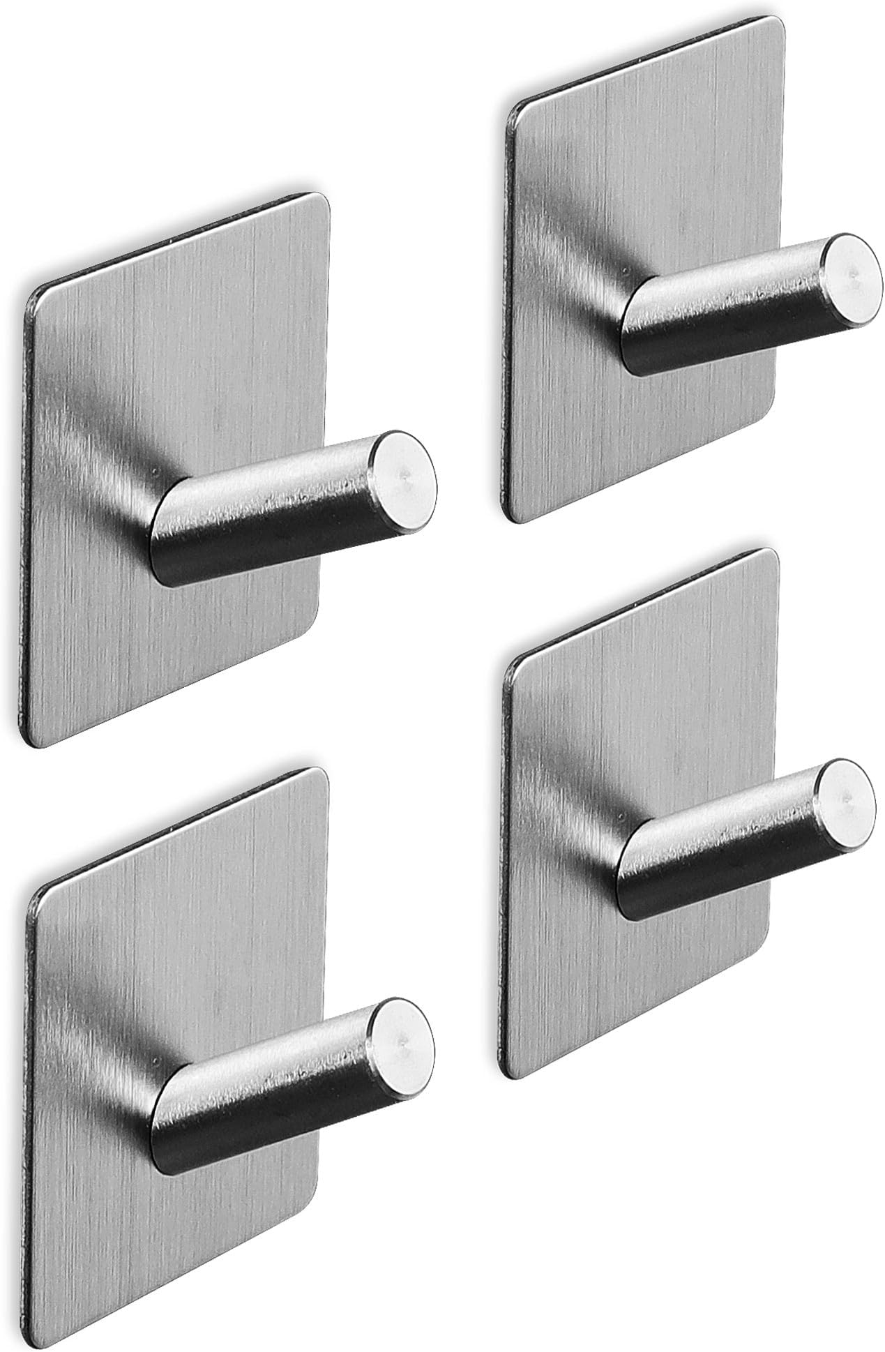 4 Pack Stainless Steel Self Adhesive Hooks Heavy Duty Sticky Hooks ...