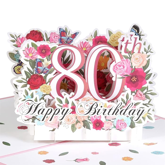 Buy HOMANGA 80th Birthday Pop Up Card, Happy 80th Birthday Card For Her ...