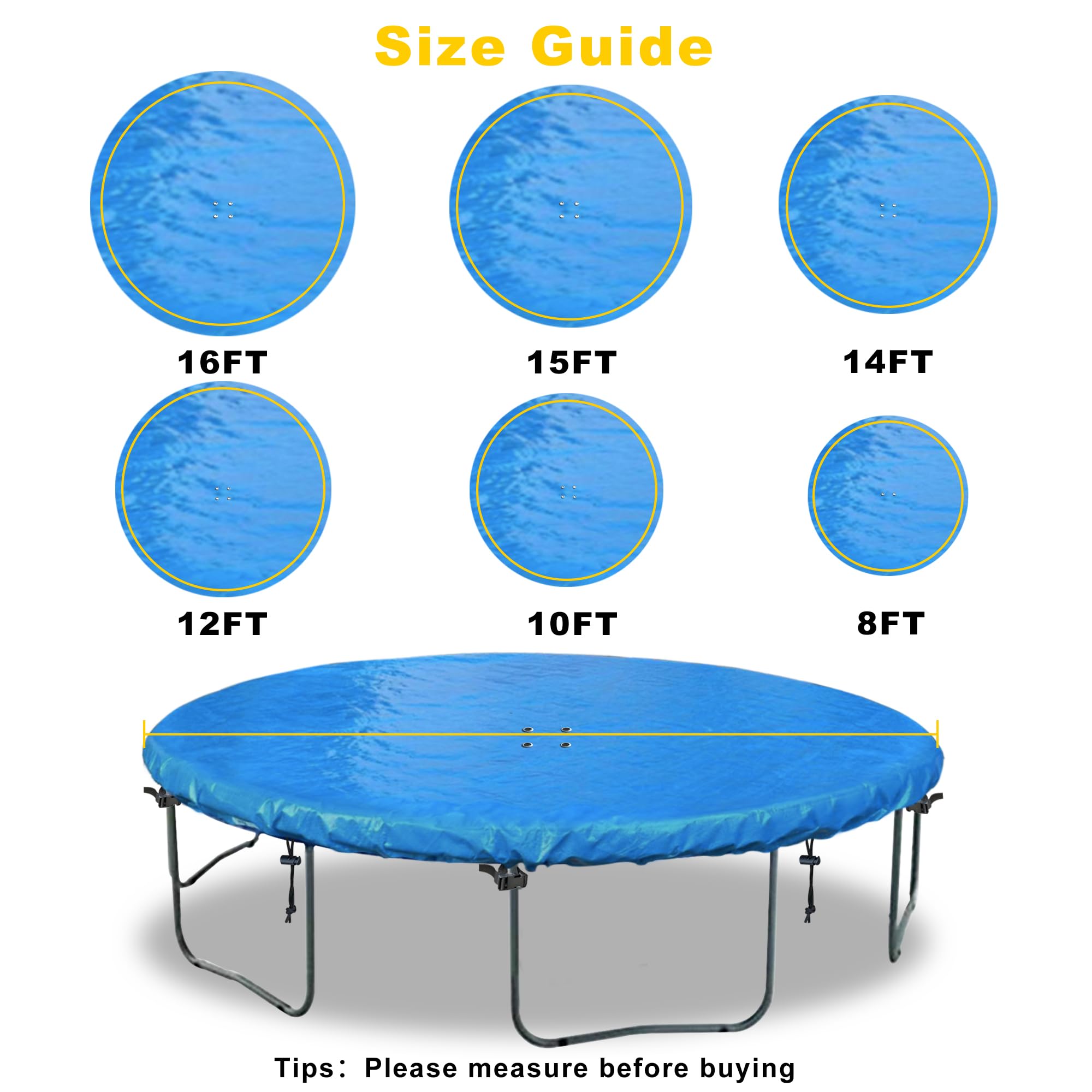 12 FT Trampoline Cover 8-16 Ft Trampoline Winter Cover, Easy to Install ...