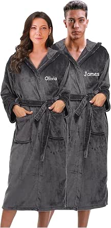 Amazon.com: 2pc His and Her Hooded Plush Robes with Custom Names ...