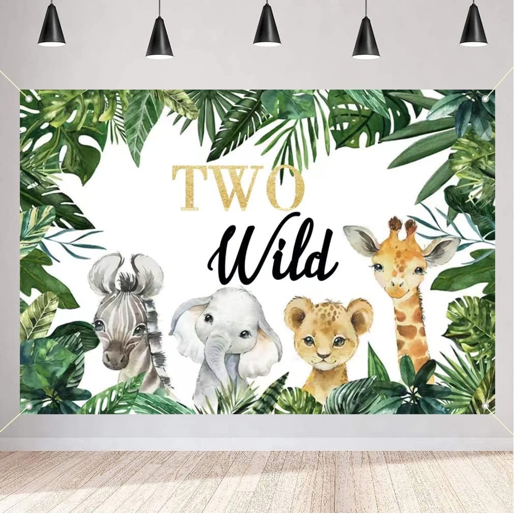 Safari Two Wild Backdrop Safari Animal Jungle Boy 2nd Birthday Party ...