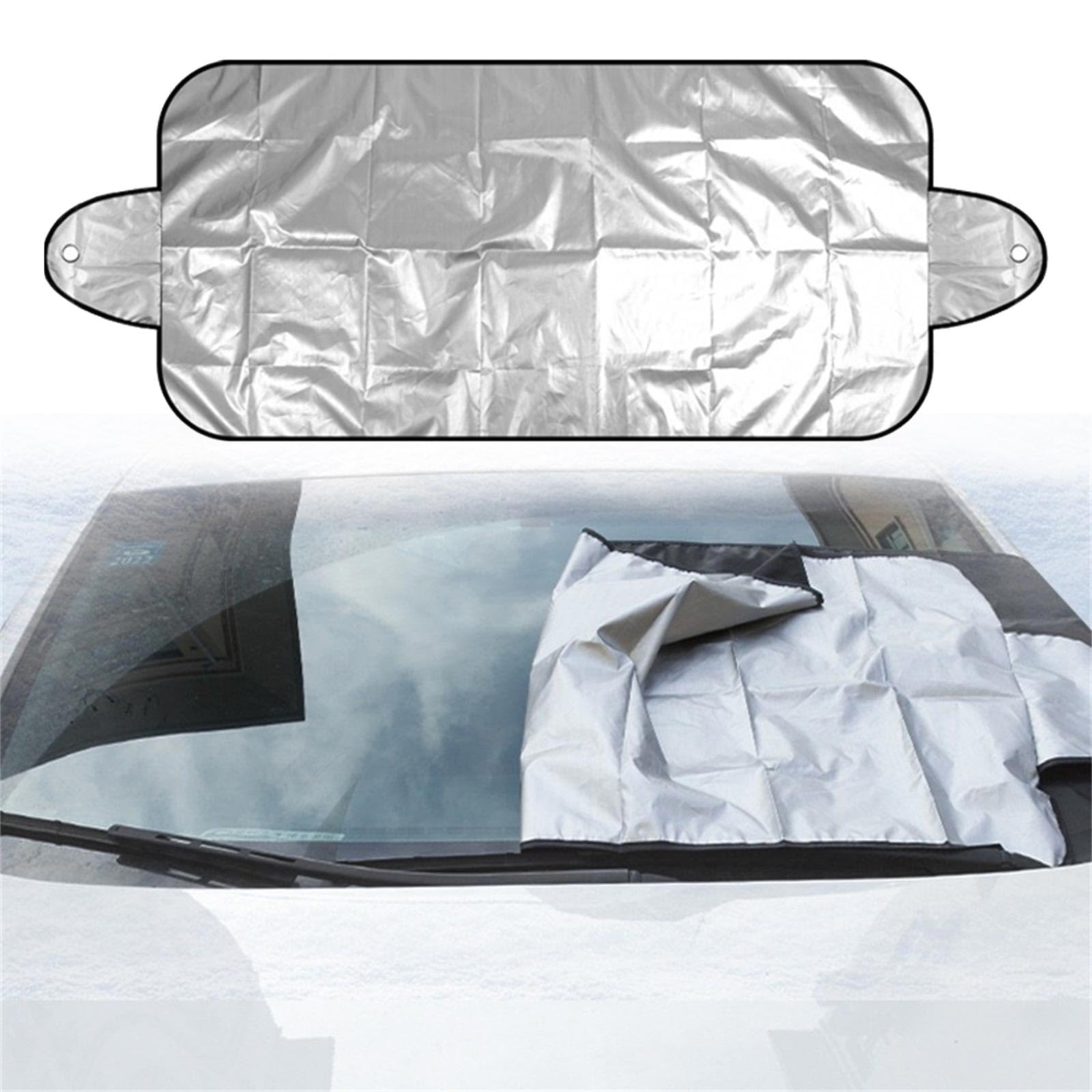 Car Windshield Snow Cover, Reversible All-Weather Sunshade Ice Cover ...
