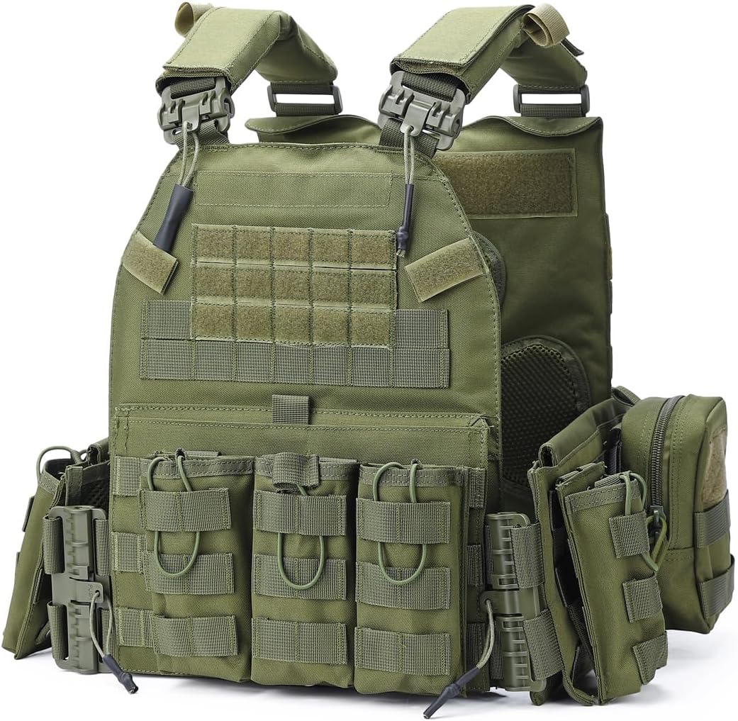 Amazon.com : MOZETO Tactical Military Vest Molle Airsoft Weighted Quick ...