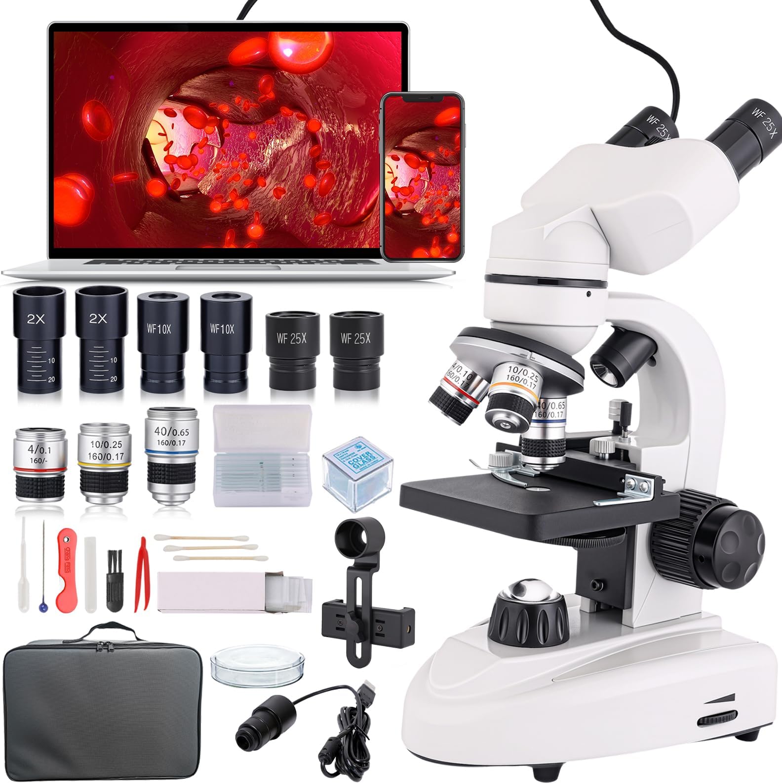 Amazon.com: Binocular Compound Microscope, 40X-2500X Magnification ...