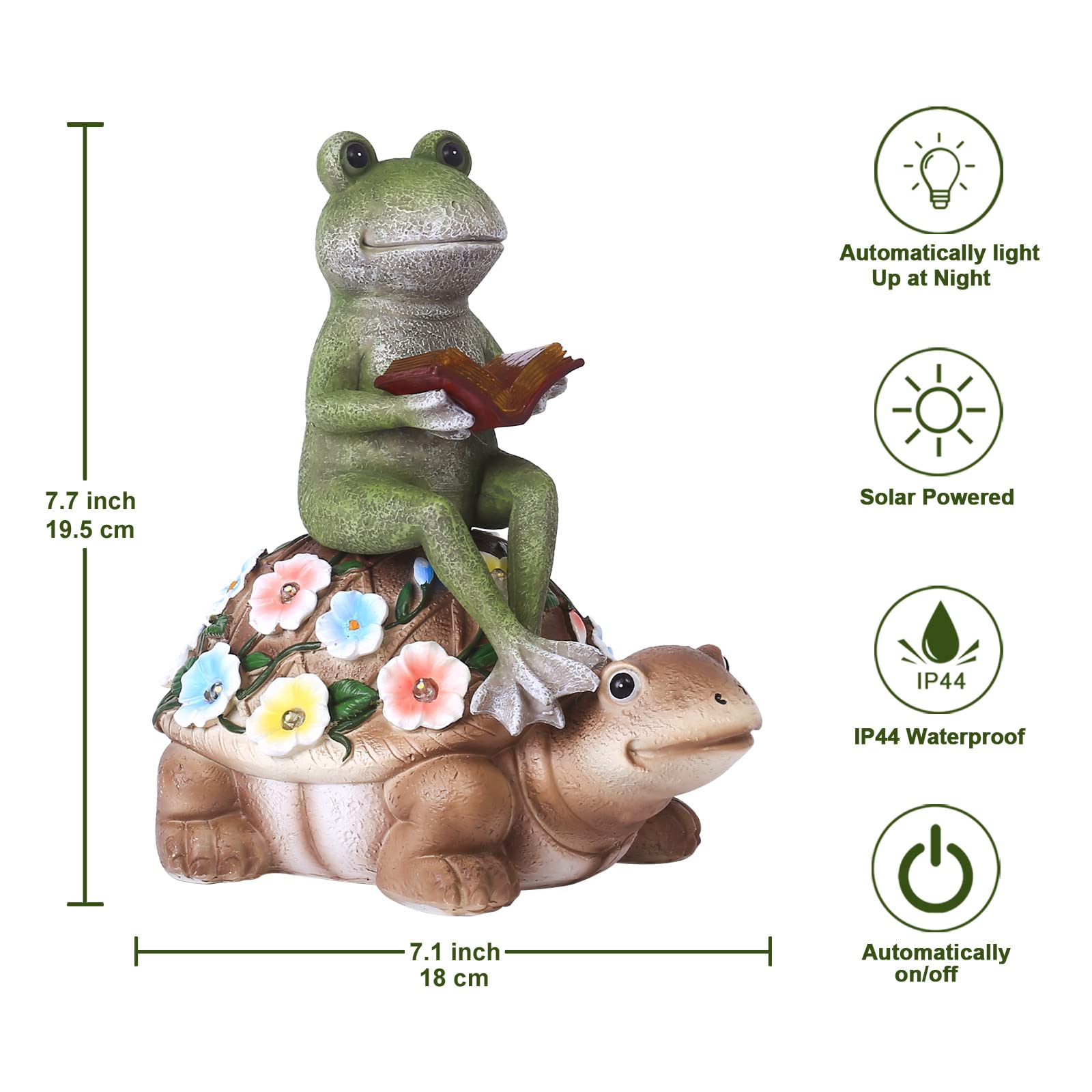 Nacome Solar Frog Riding Turtle for Garden Decor - Outdoor Statues for ...
