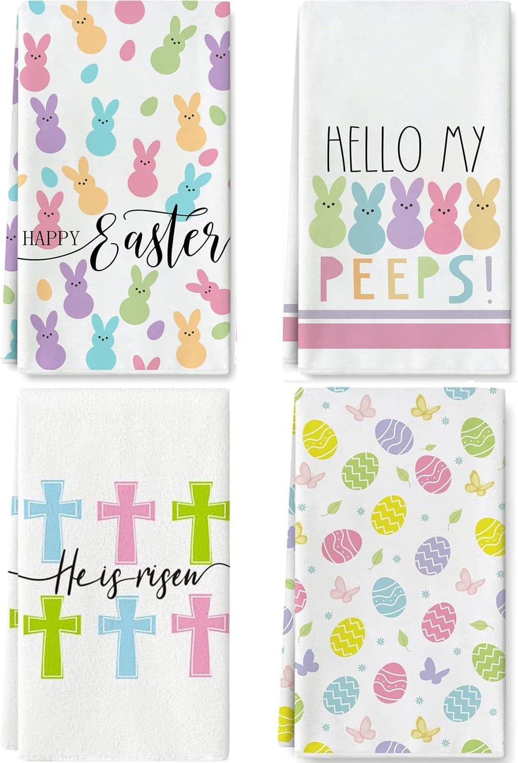 Amazon.com: 4PCS Easter Kitchen Towels for Home Decor Carrot Egg Bunny ...
