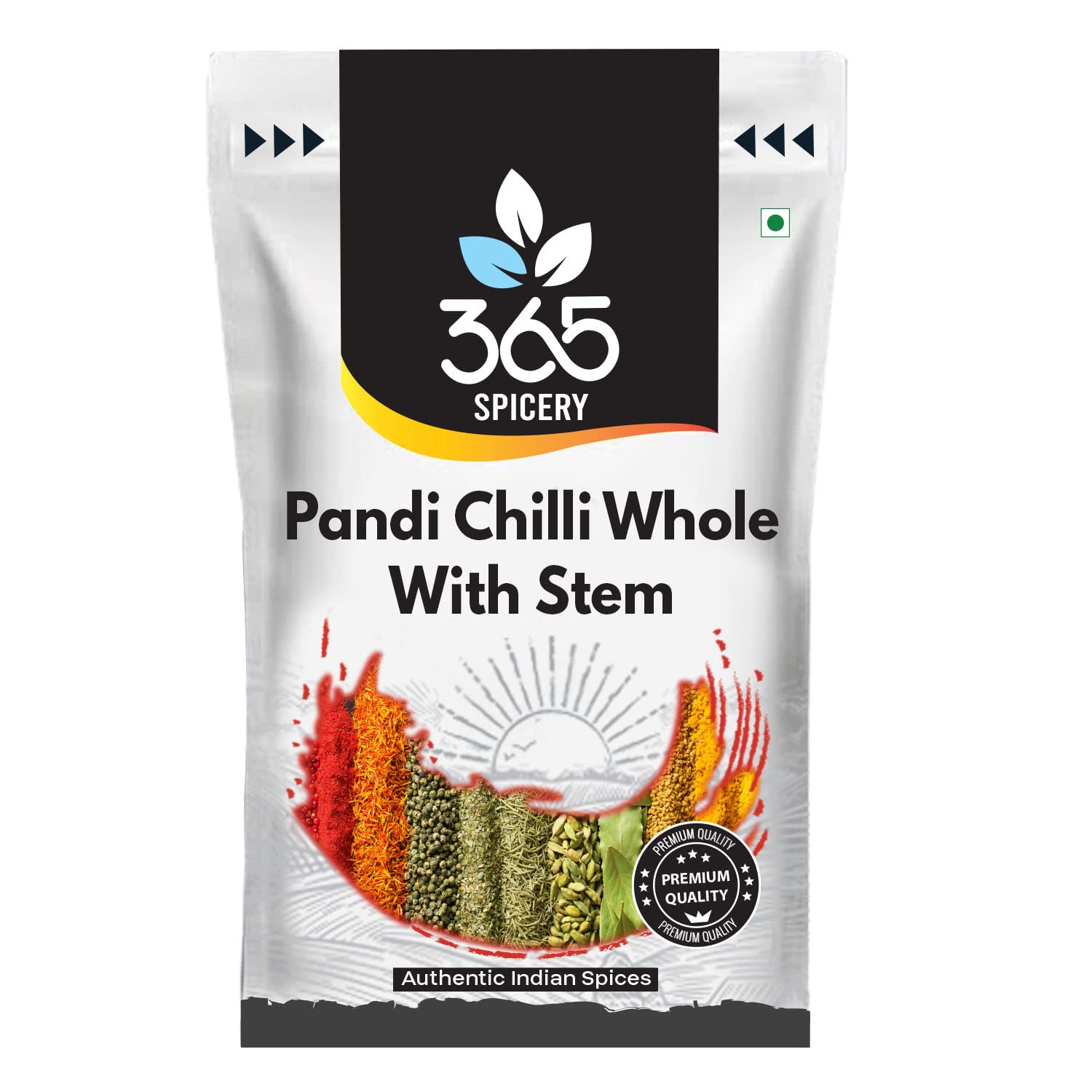 365 SPICERY Pandi Chilli Whole with Stem - 100 gm, Pouch : Amazon.in ...