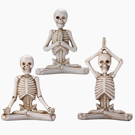 Amazon.com: Home Decor Ornaments Yoga Skull Statues Set - Small Resin ...