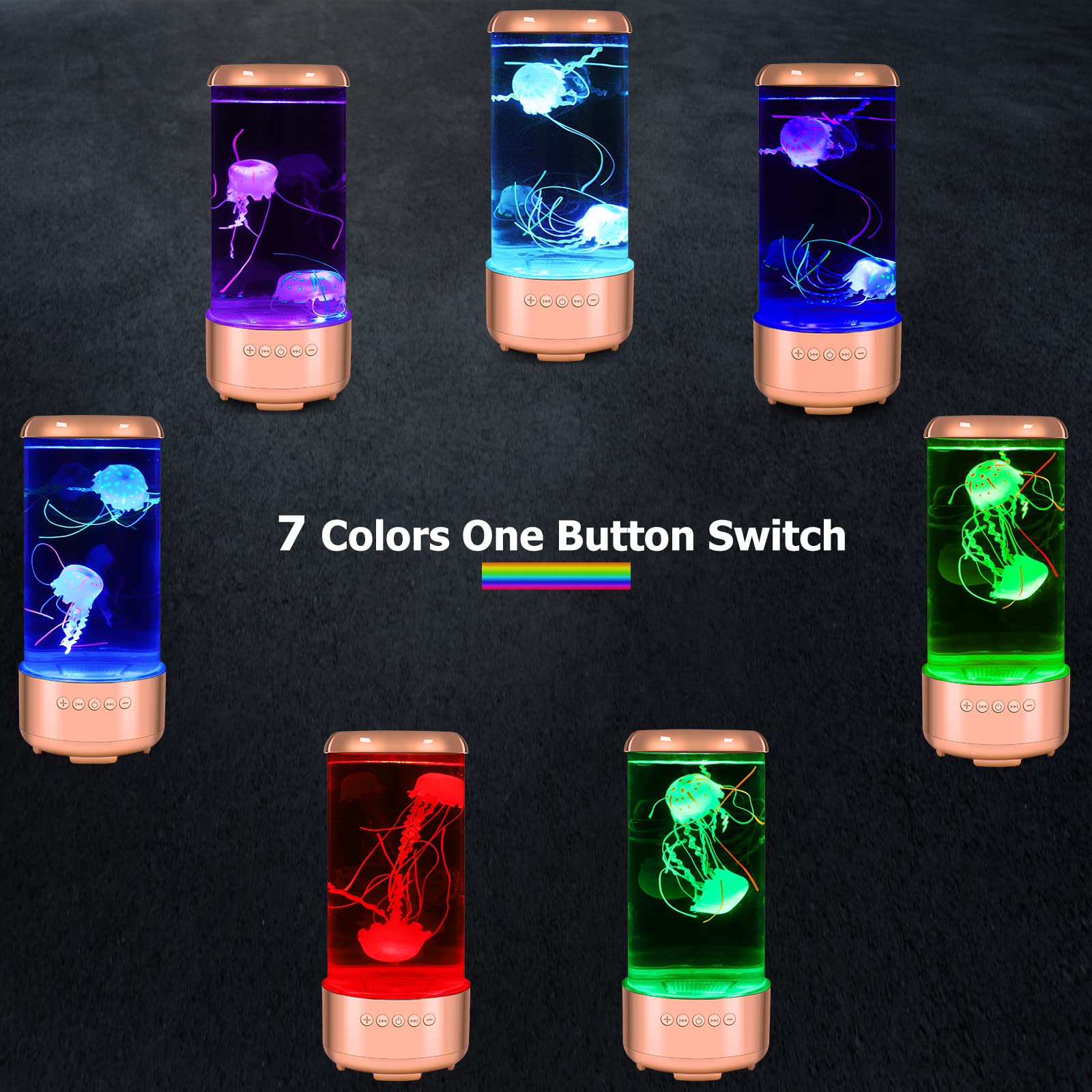 SUKIND Jellyfish Lava Lamp with Bluetooth White Noise Sound, 33LED 7 ...