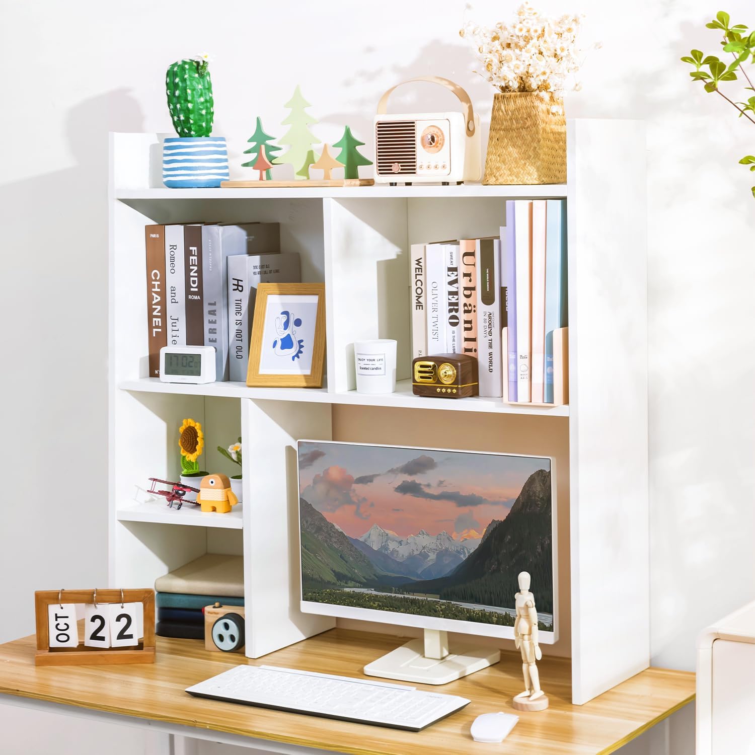 Amazon.com: Deli Desktop Shelf, Desk Hutch with 5 Shelves for Computer ...
