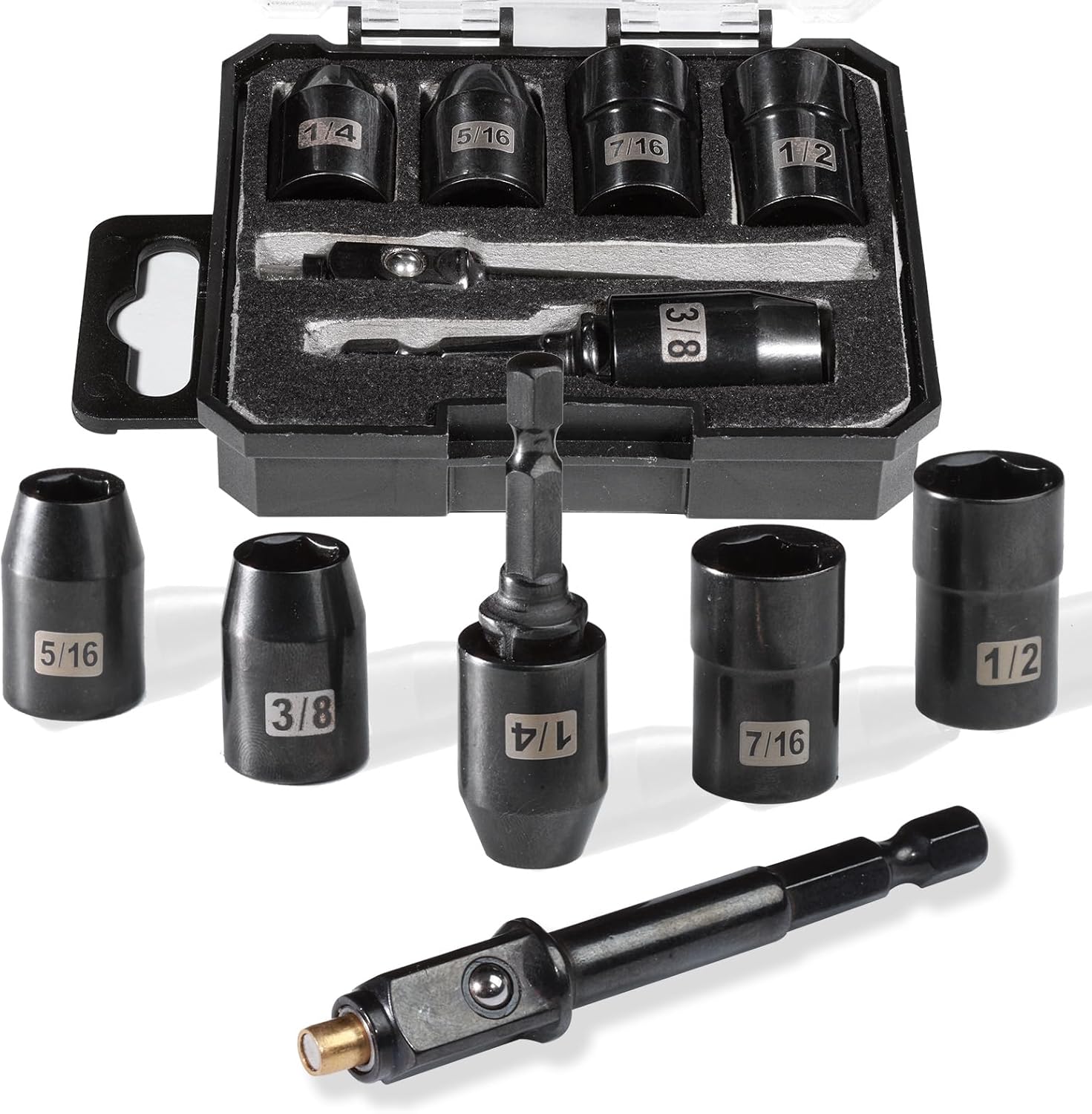 Amazon.com: Geinxurn 3/8" Drive Impact Nut Driver Set,Magnetic SAE (1/4 ...