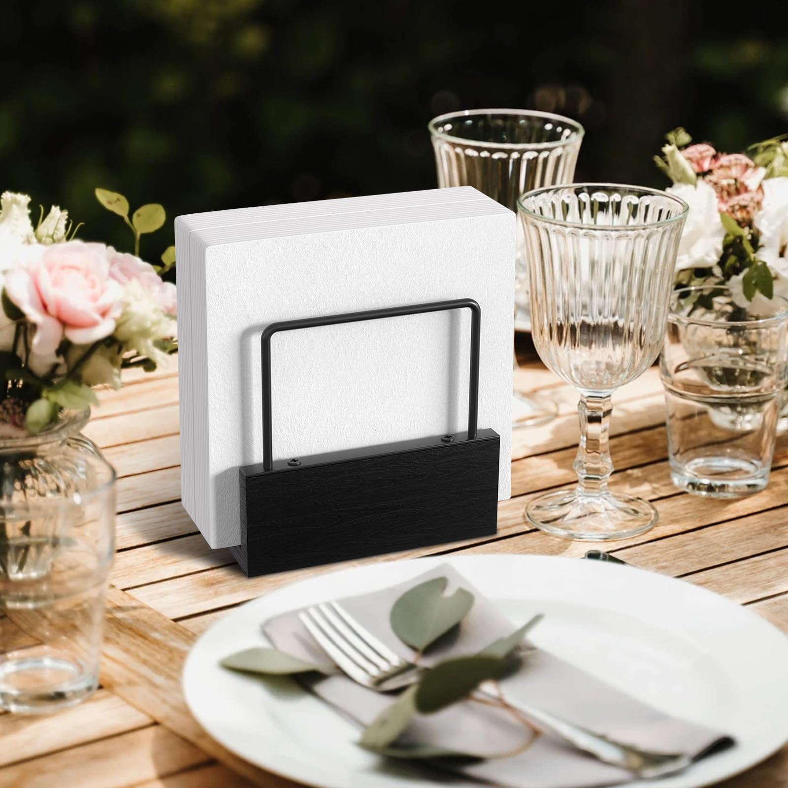 Snapklik.com : Napkin Holder - Wood Iron Standing Napkin Holder For ...
