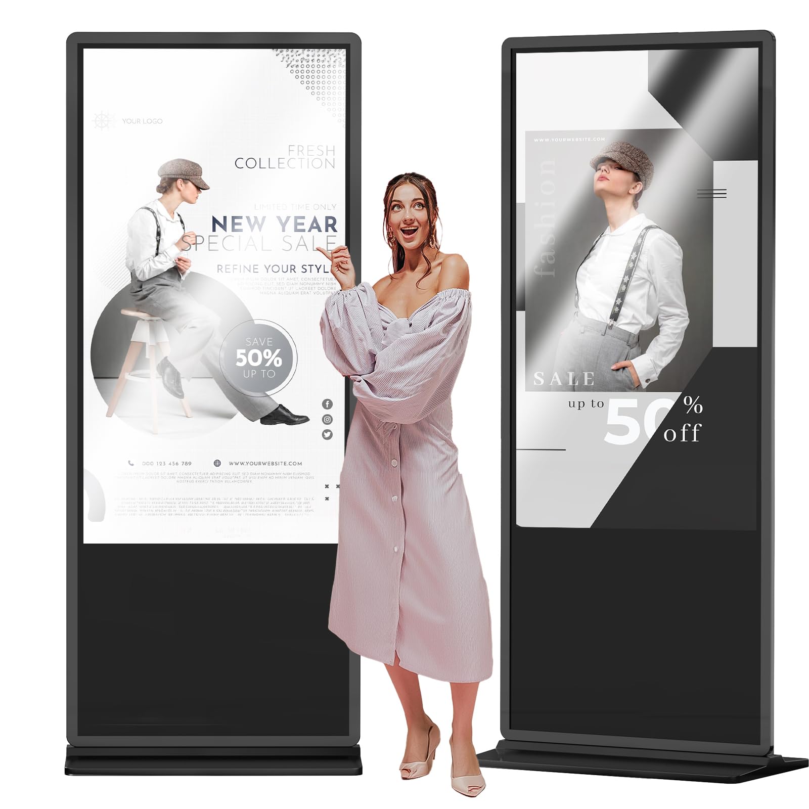 Amazon.com : 55 Inch Digital Signage Kiosk with 4K Touch Screen Floor ...