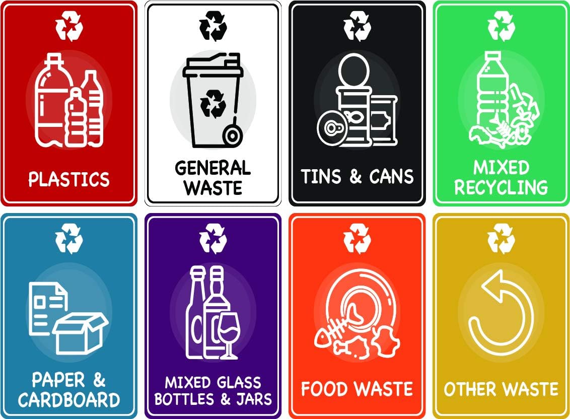 K Smart Sign | 100mm x 150mm | A6 | Mixed Set of Recycling Bin Signs ...