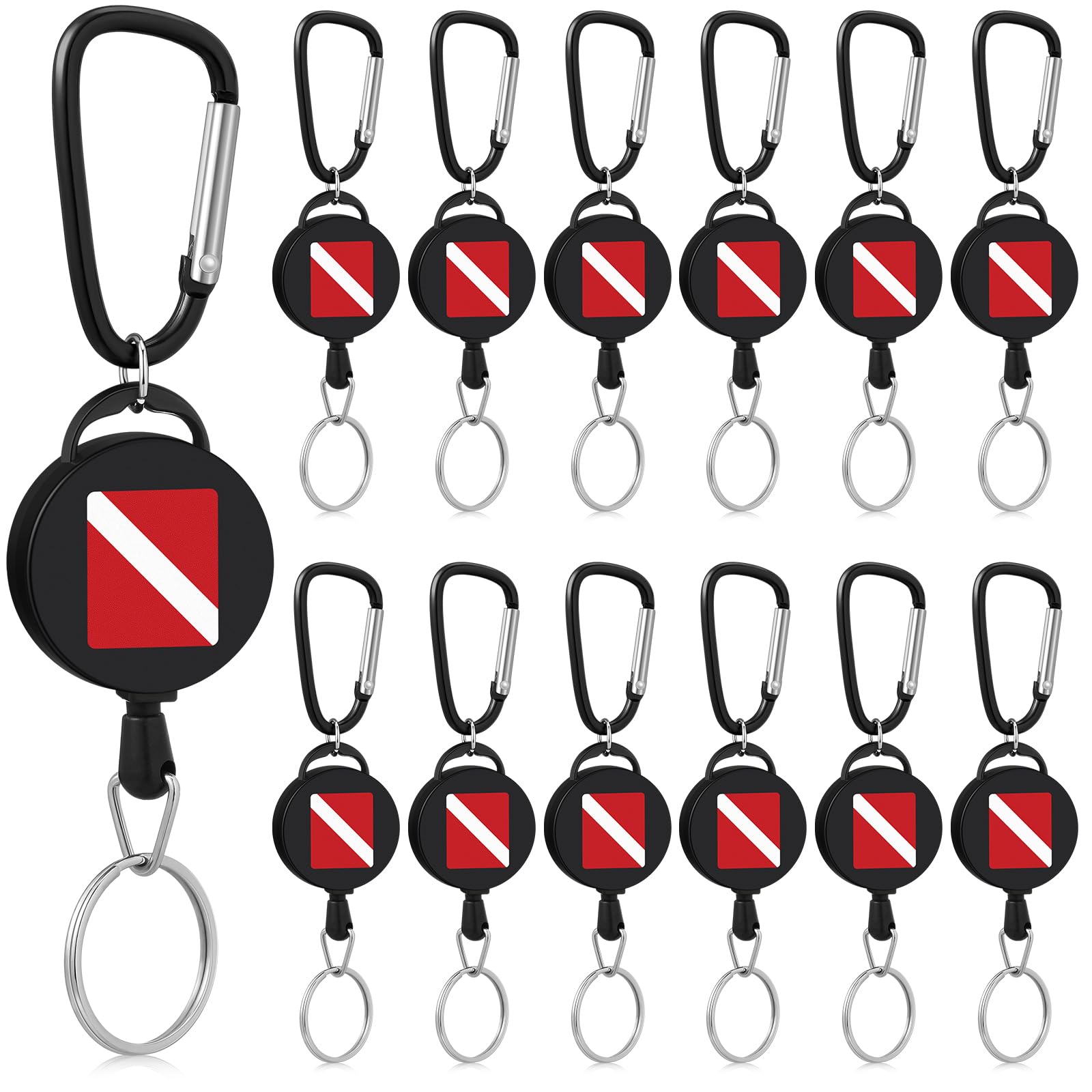 Amazon.com : Geyoga 12 Pcs Scuba Retractor Clip, Retractable Diving ...