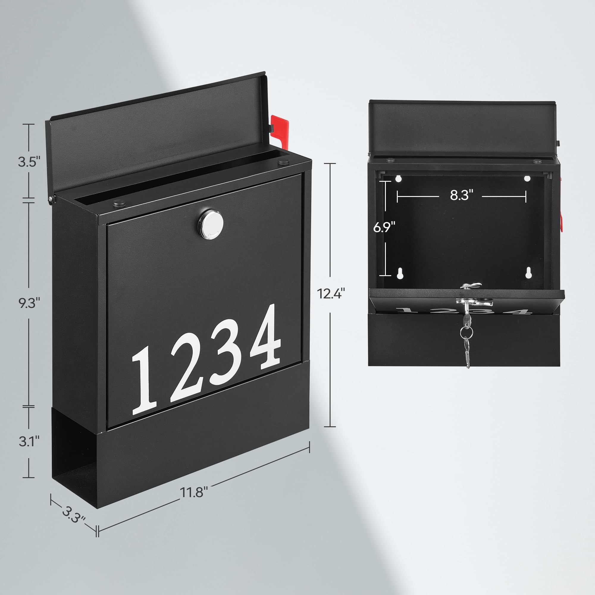 Nunsino Mailbox Wall Mounted with Lock for House,Hanging Metal Mailbox ...