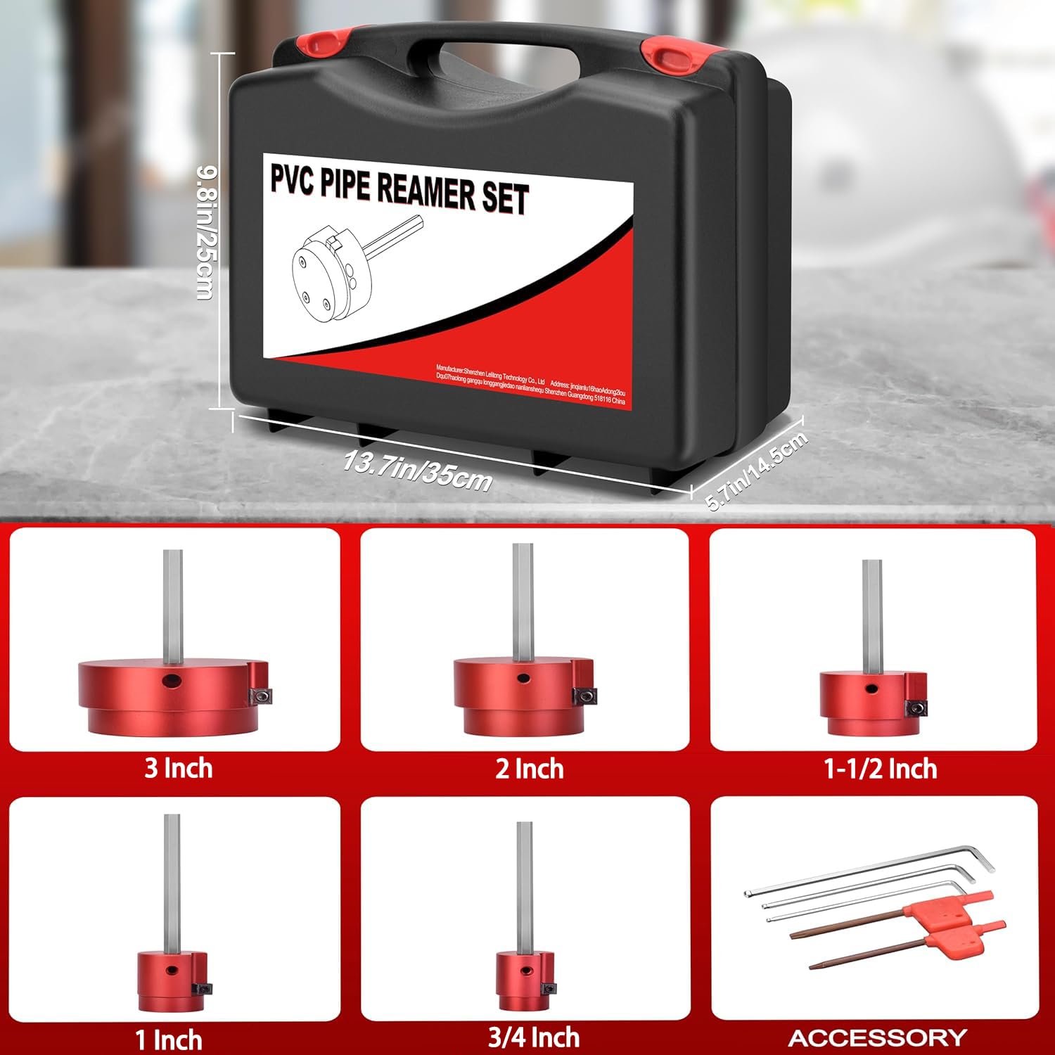 5Pcs PVC Pipe Reamer Kit With 3/4inch,1 inch,1-1/2inch, 2inch, 3inch ...