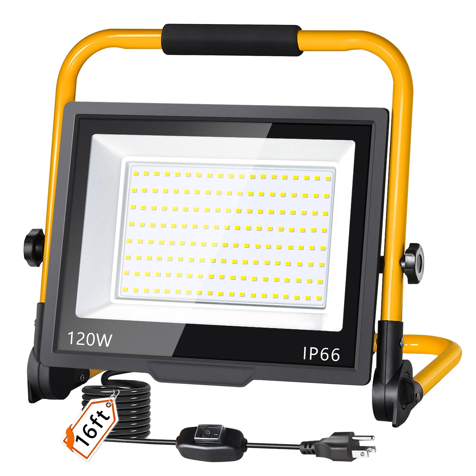 120W LED Work Light, 14400LM Flood Light with 16ft Cord & Switch, 1200W ...