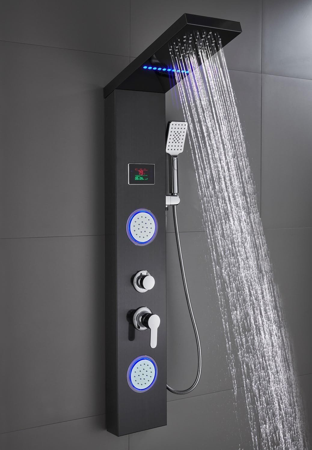 ELLO&ALLO LED Shower Panel Tower System, Hydroelectricity Display Rain ...