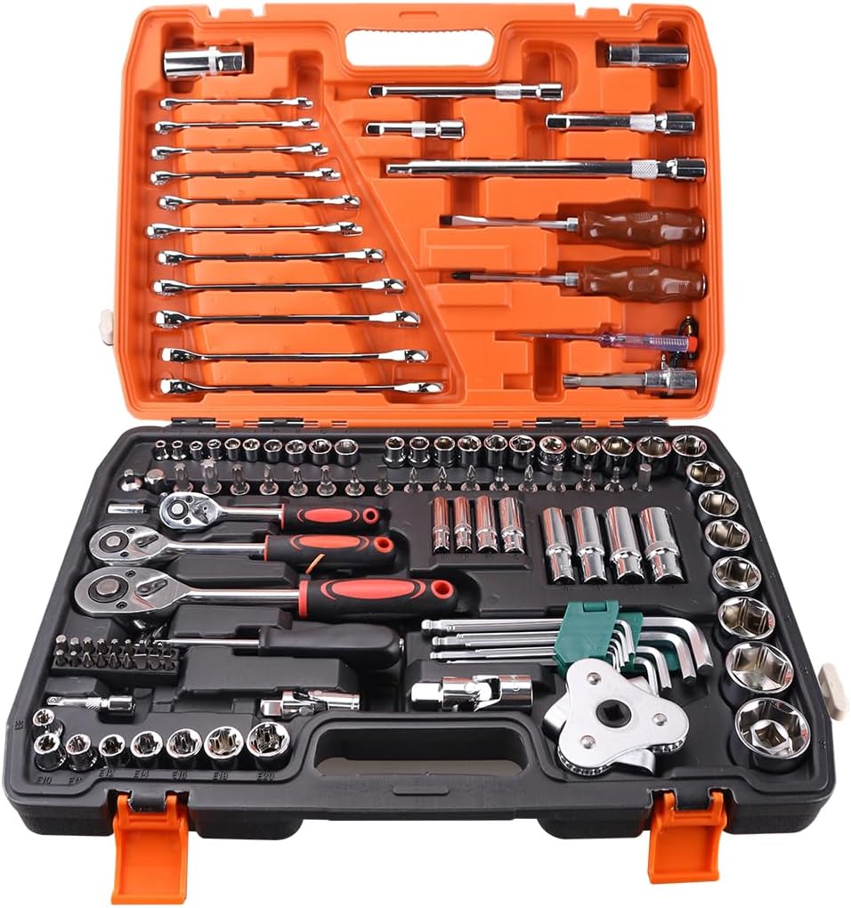 Amazon.com: JIUZHOUXIN 121 pcs 1/4" 3/8" 1/2" Drive Impact Socket Set ...