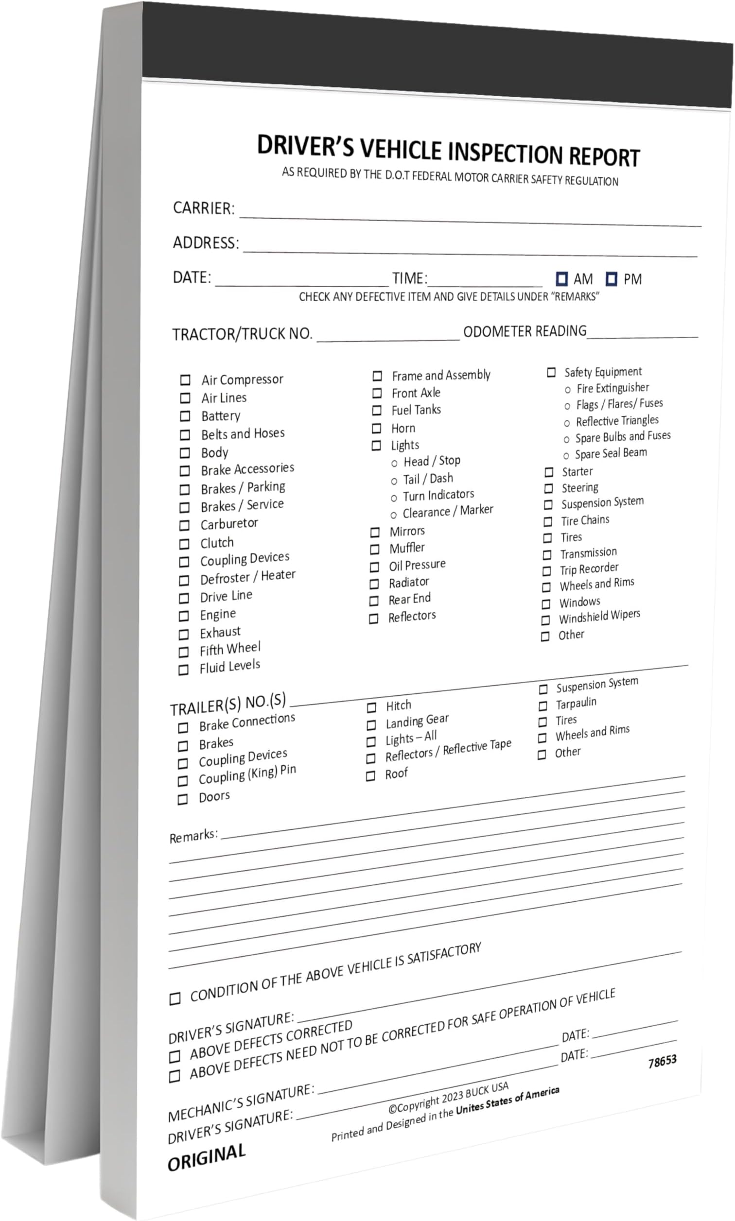 Amazon.com : Simplified Driver's Vehicle Inspection Report 10-pk ...