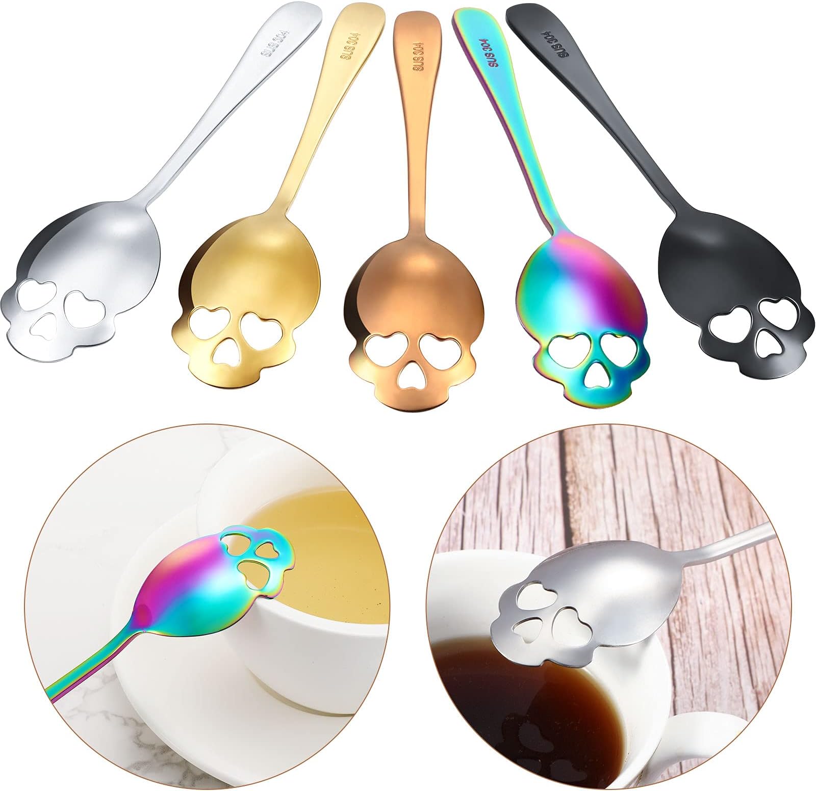 Amazon.com: 304 Stainless Steel Skull Sugar Spoon Dessert Tea Coffee ...