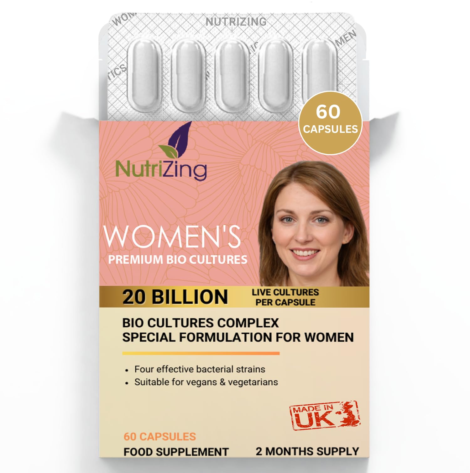 Probiotics for Women Gut Health 20bn CFU (60 Capsules) - pH Balance for ...