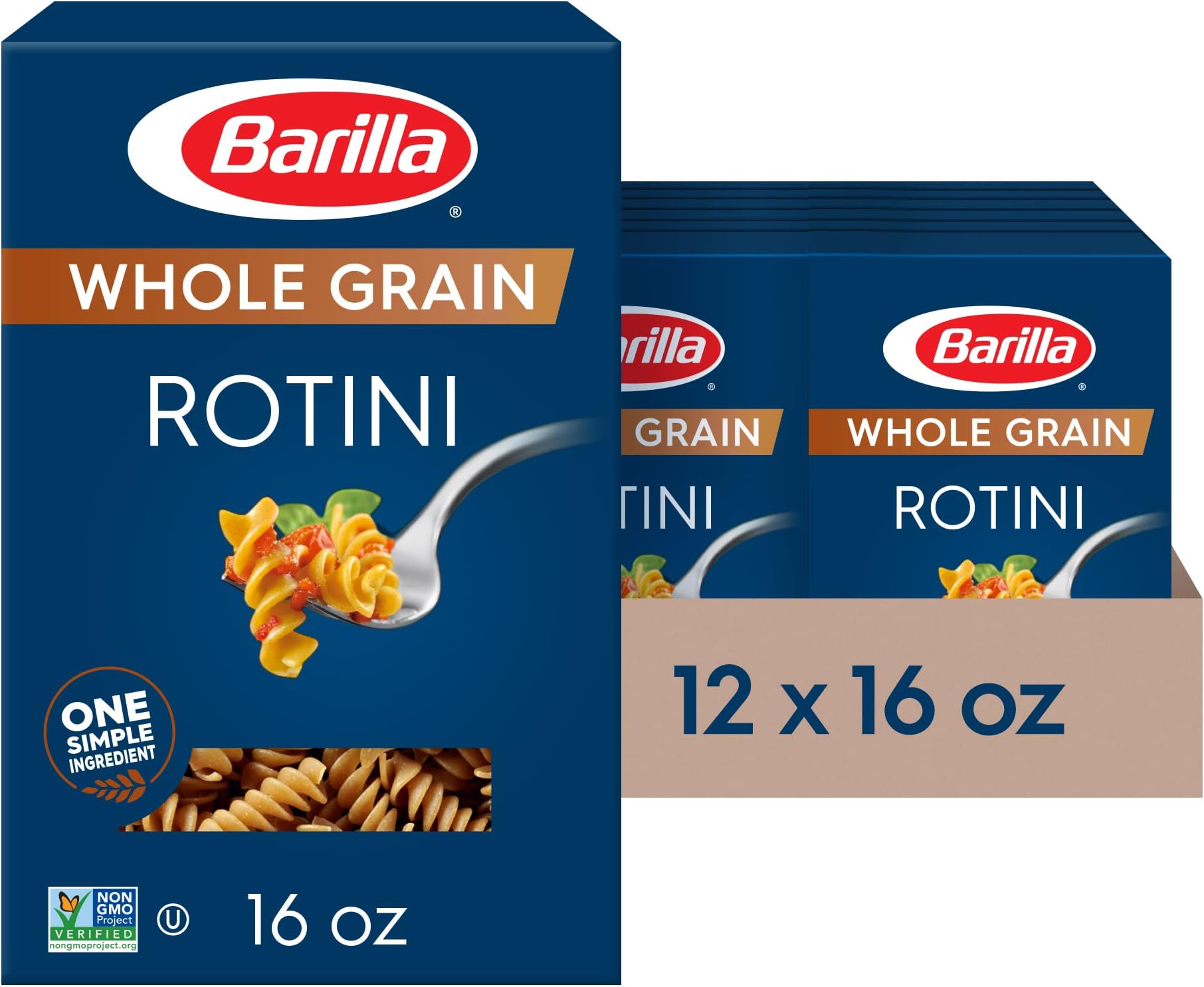 Amazon.com : Barilla Whole Grain Pasta, Rotini, 16 Ounce (Pack of 12 ...