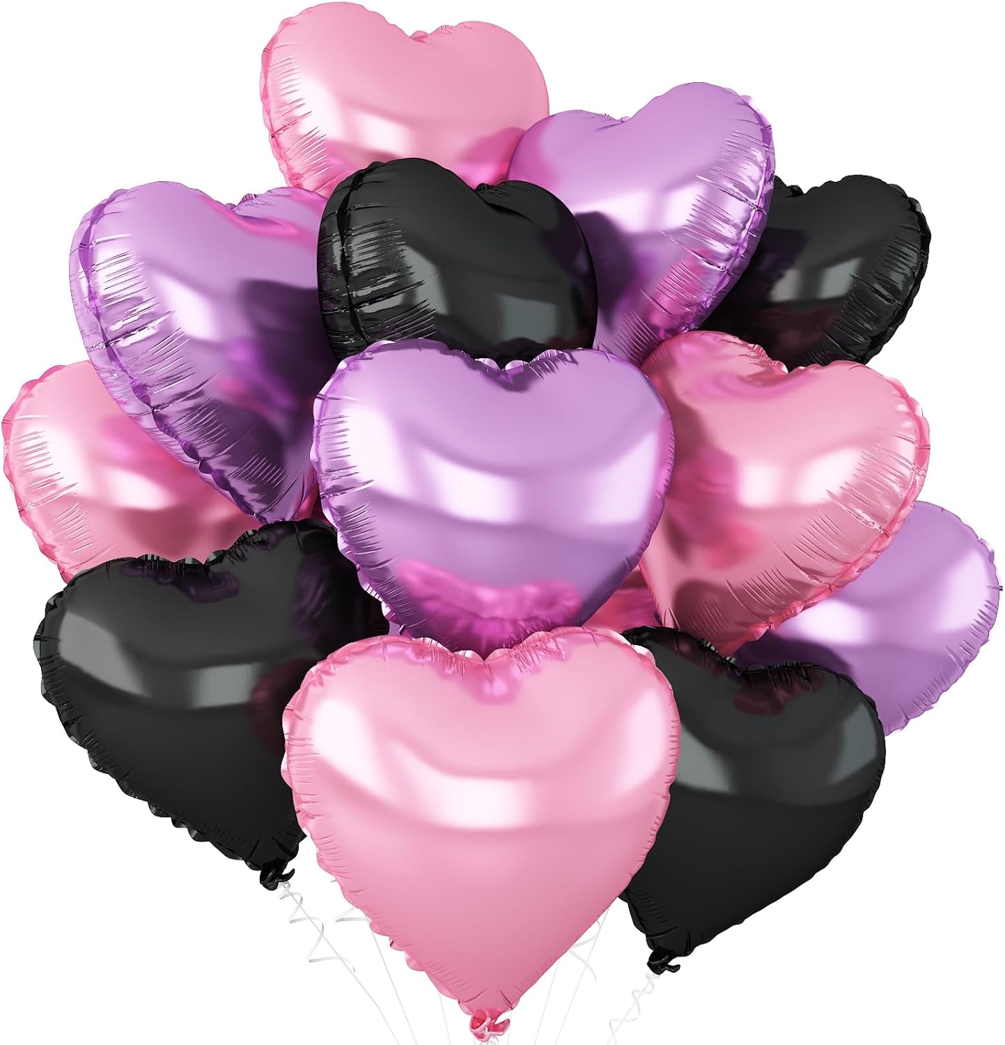 Amazon.com: Pink Purple Heart Balloons,12Pcs Black Pink Heart Shaped ...